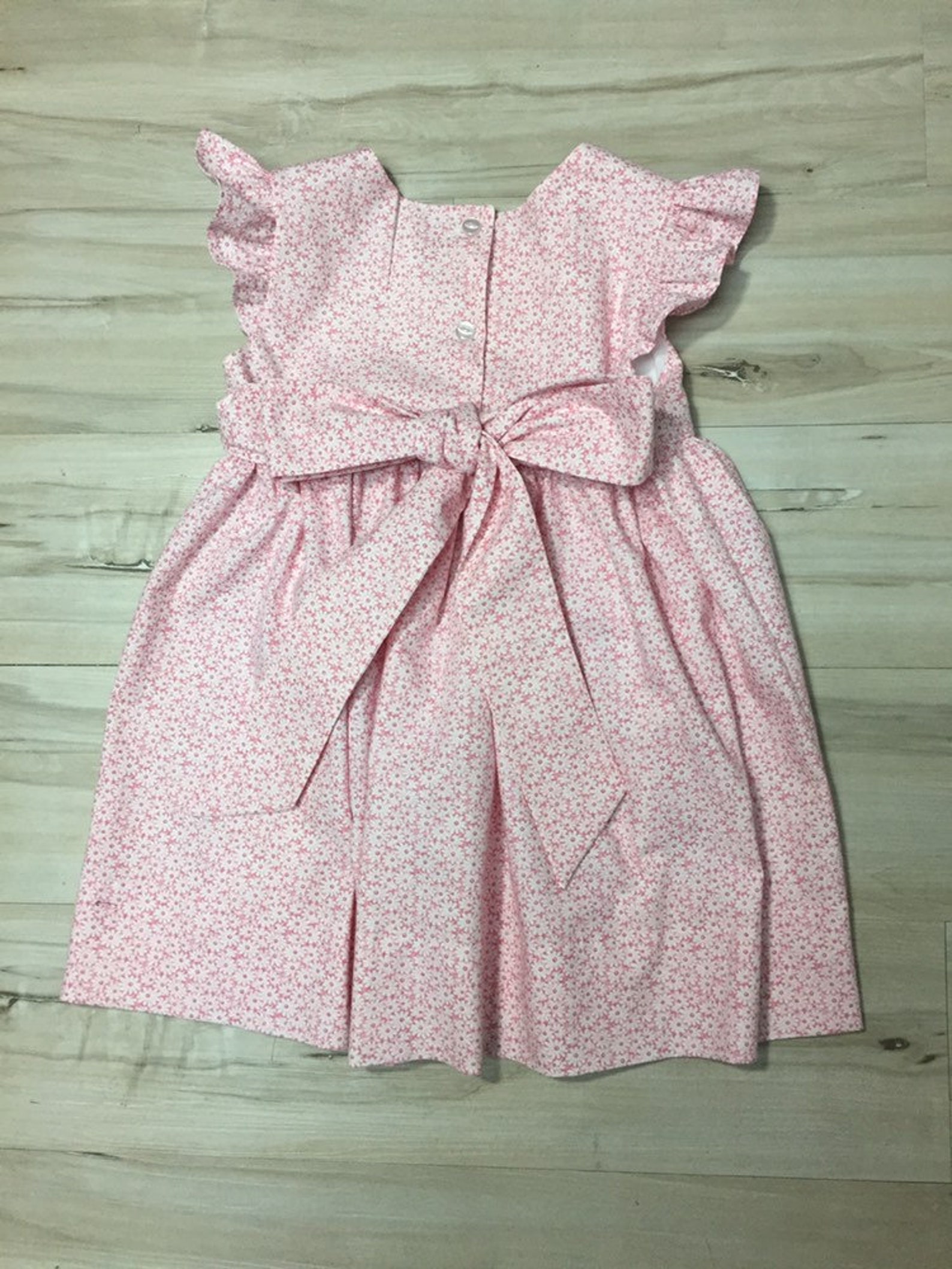 Pink Flutter Dress Flutter Sleeve Girl Dress Pink Floral - Etsy
