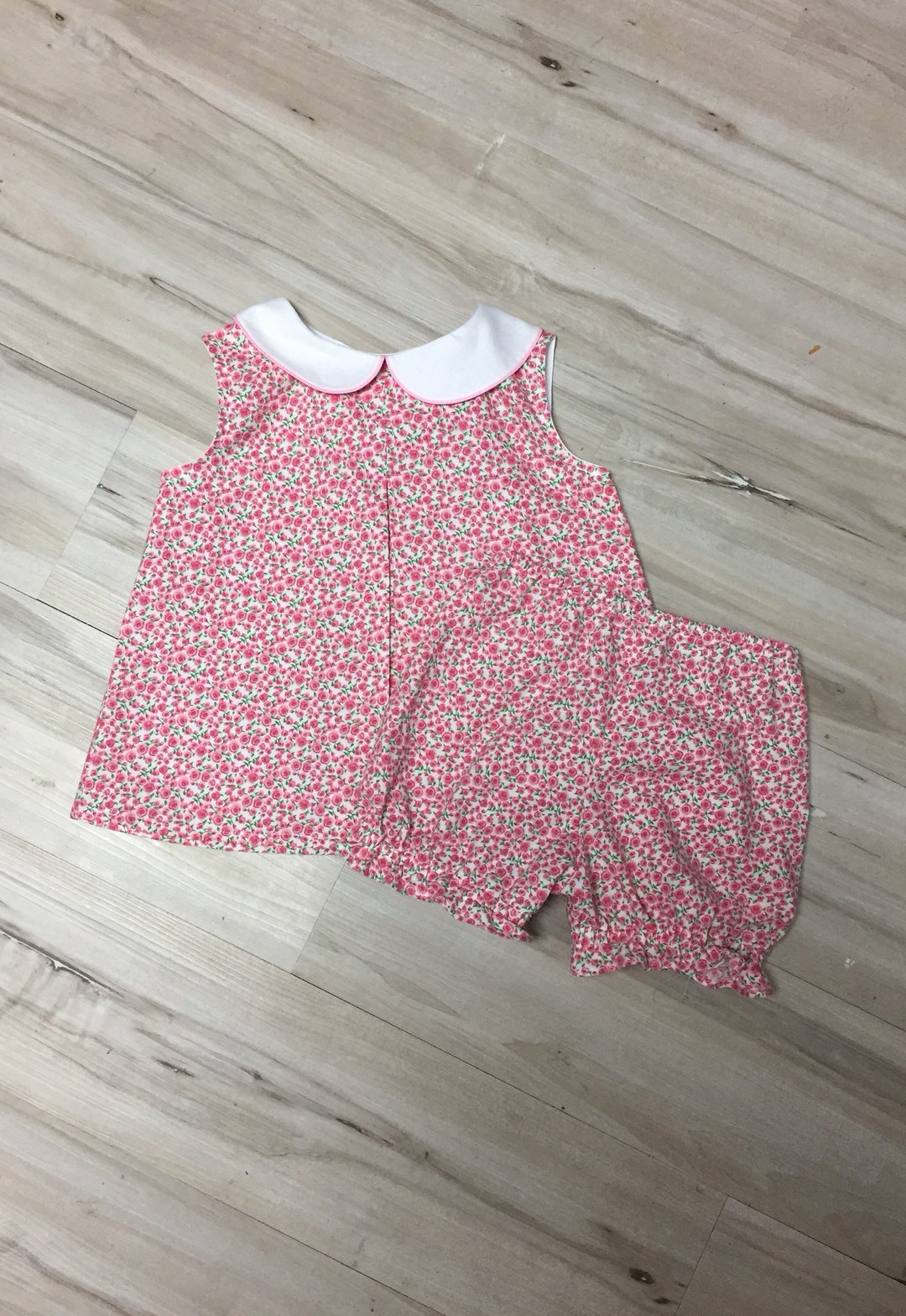Pink Girls Top and Bloomer Set, Peter Pan Collar Top, Bloomer Set ...
