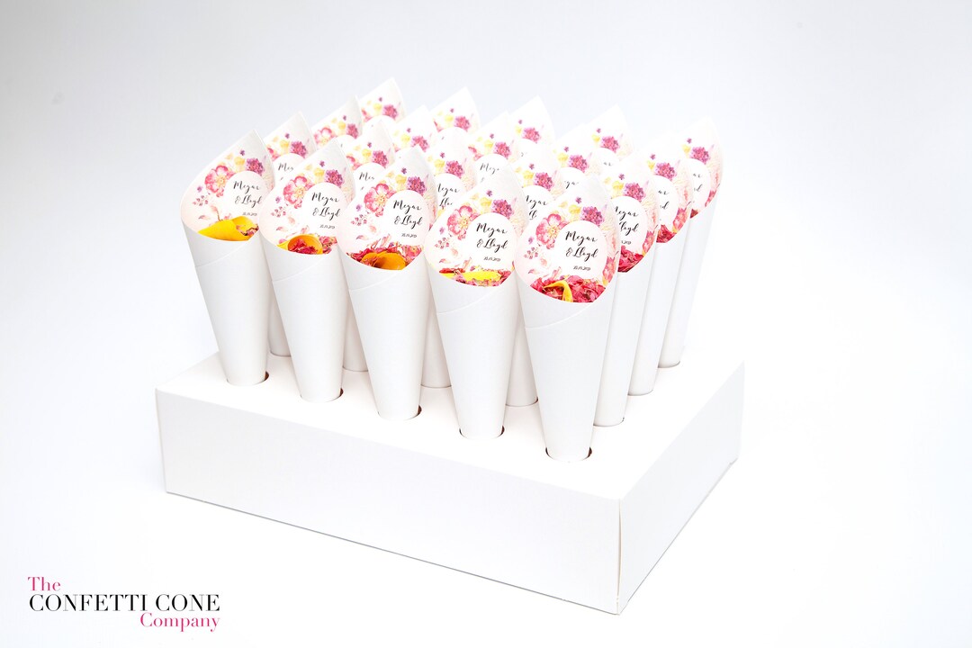 Wedding Confetti Cone Package, Fleur Floral Personalised Confetti Cones ...
