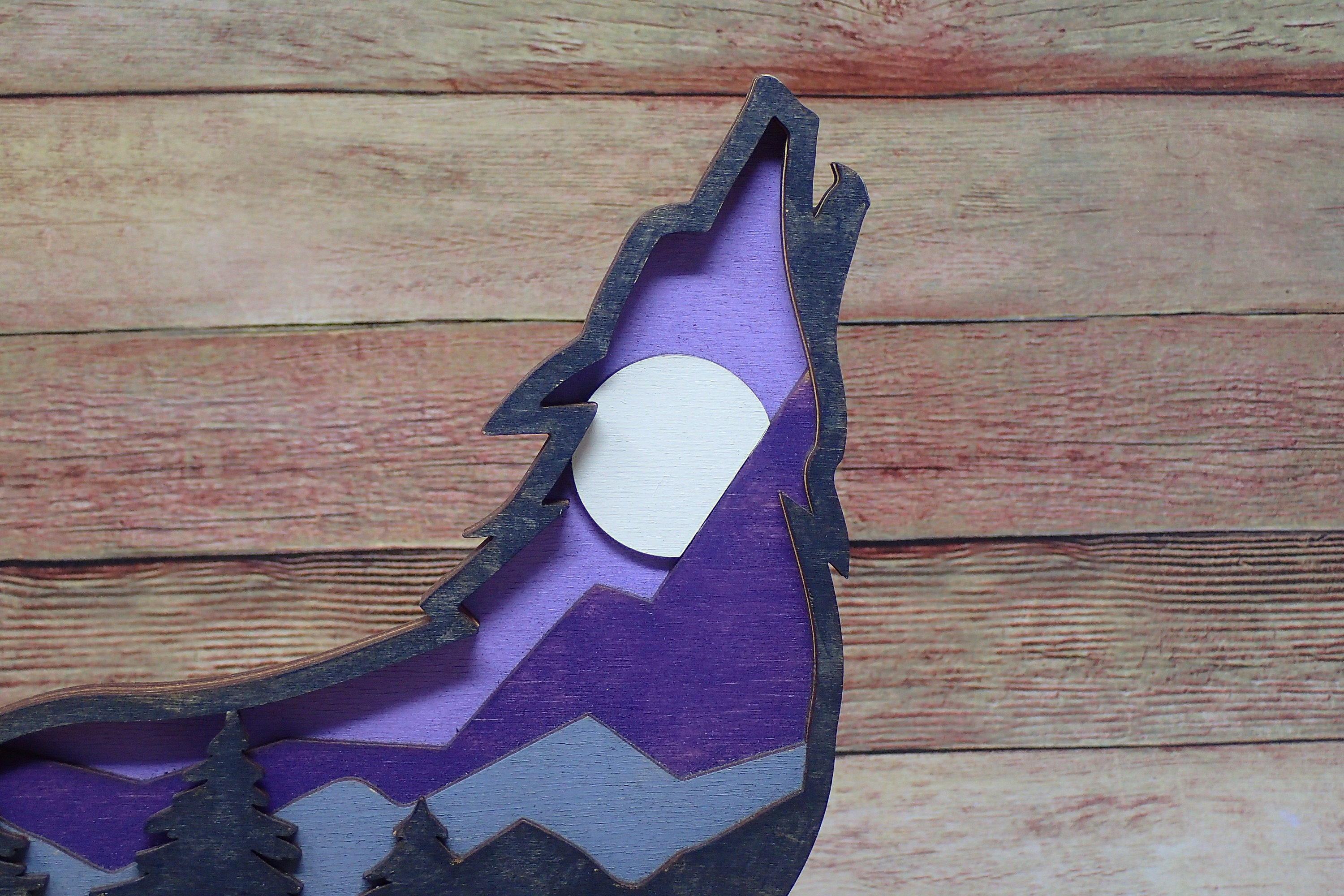 Layered Wood Wolf Wall/shelf Art - Etsy