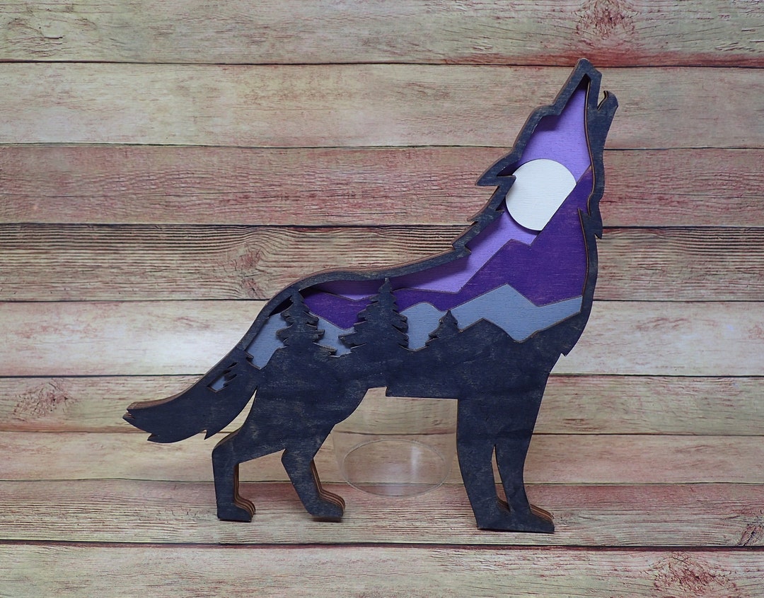 Layered Wood Wolf Wall/shelf Art - Etsy