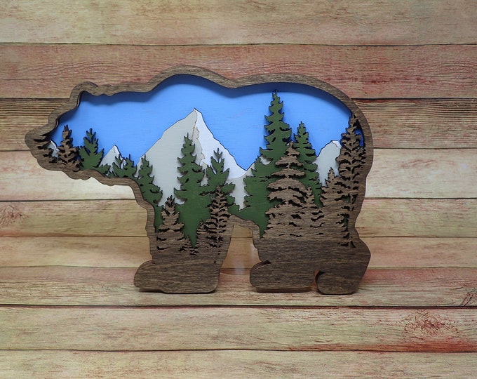 Layered Wood Bear Wall/shelf Art - Etsy