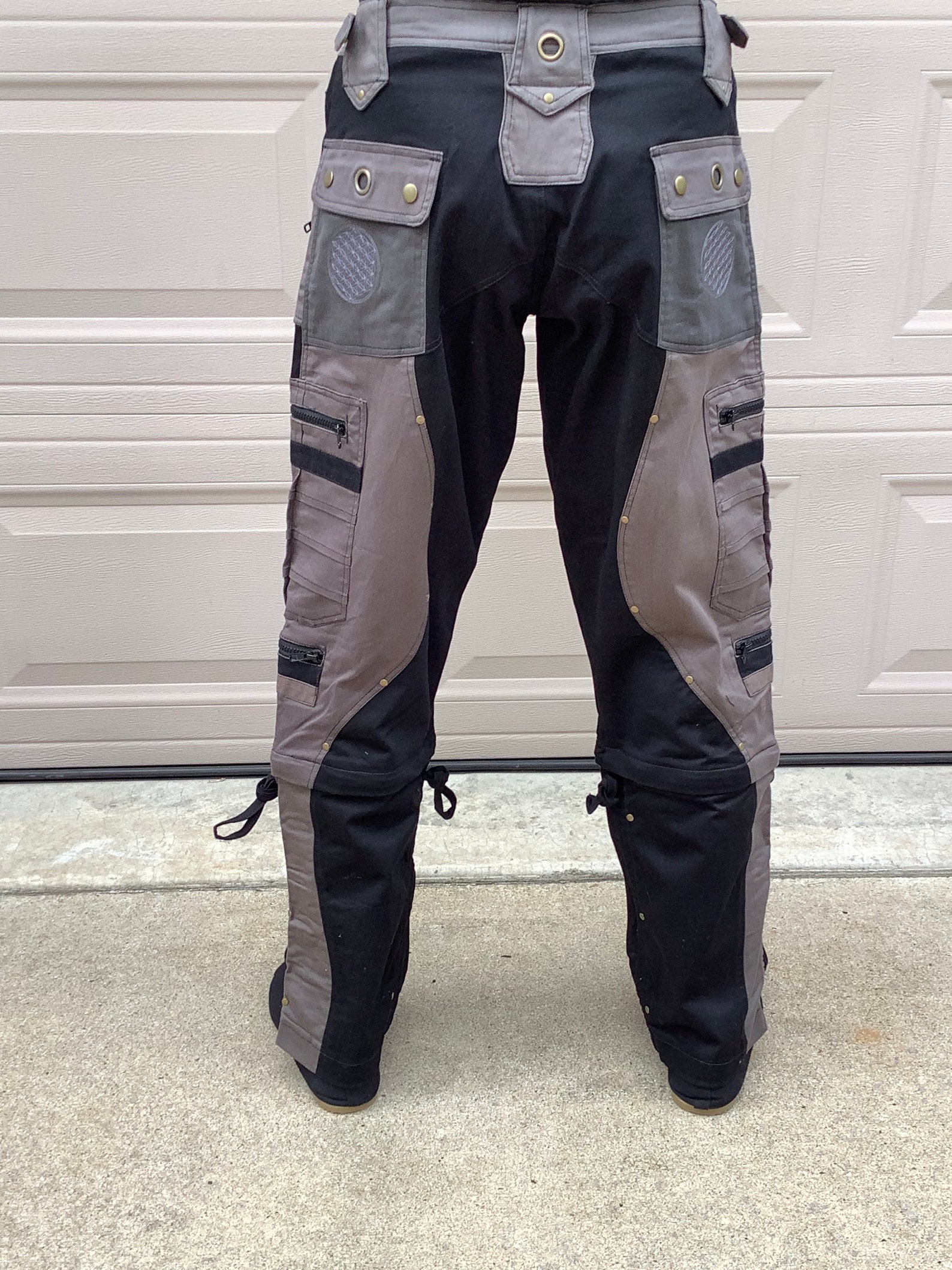 Mens Flower of Life Pants, Black & Grey, Adjustable Waist and Length ...