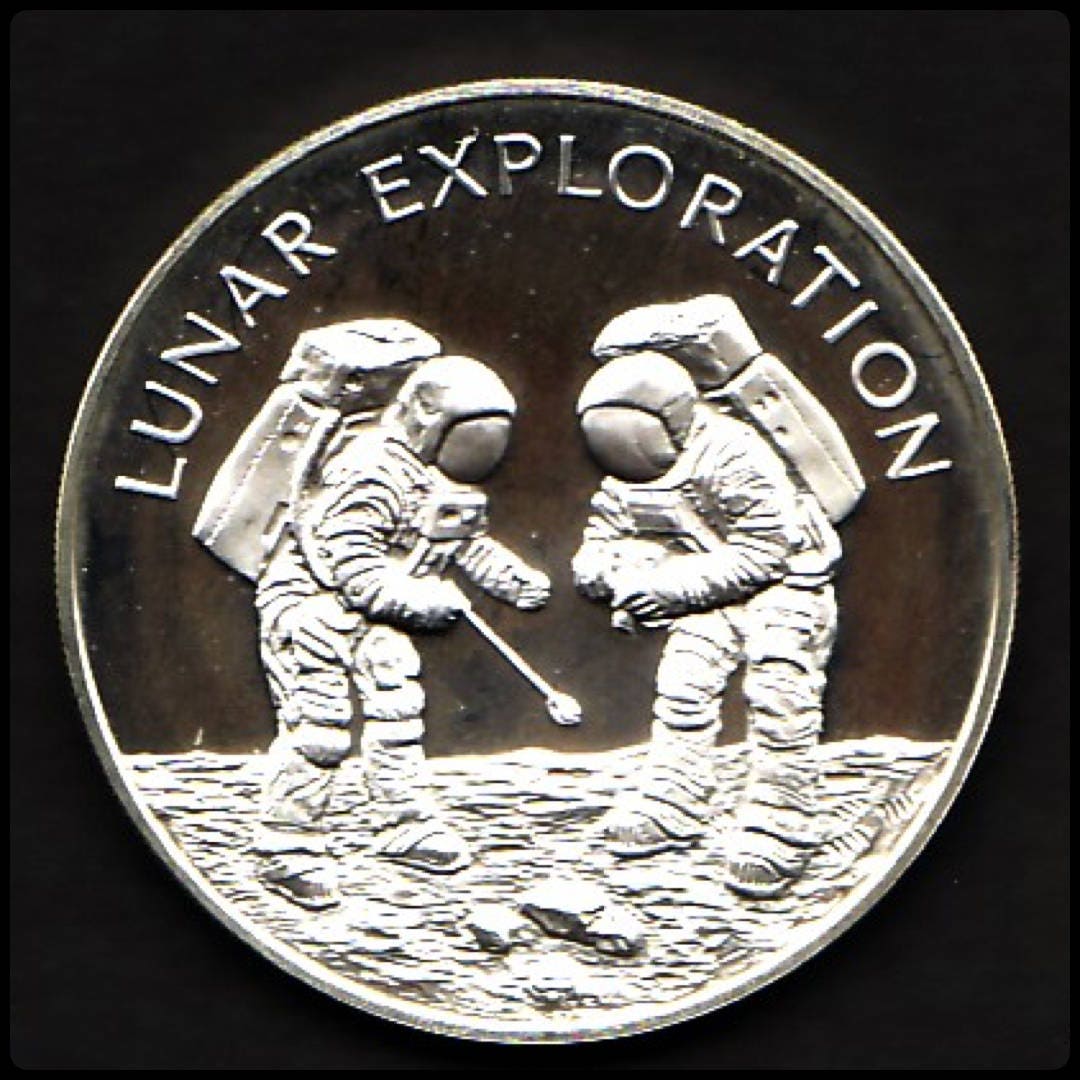 APOLLO 13 Space Flown to Moon Material Large Sterling Silver Coin ...