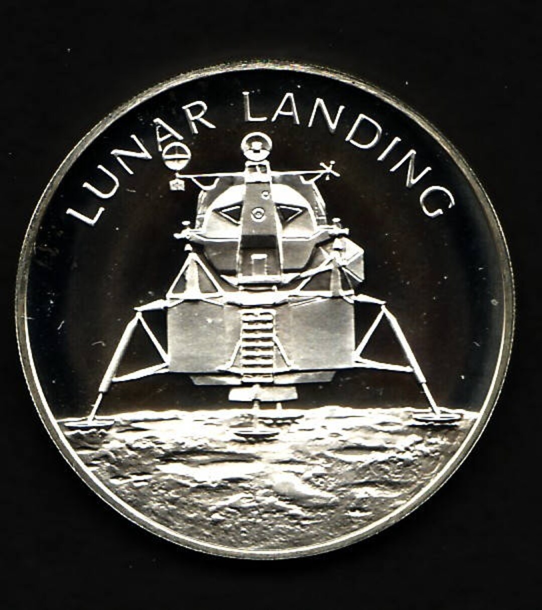 APOLLO 13 Space Flown to Moon Material Large Sterling Silver Coin ...