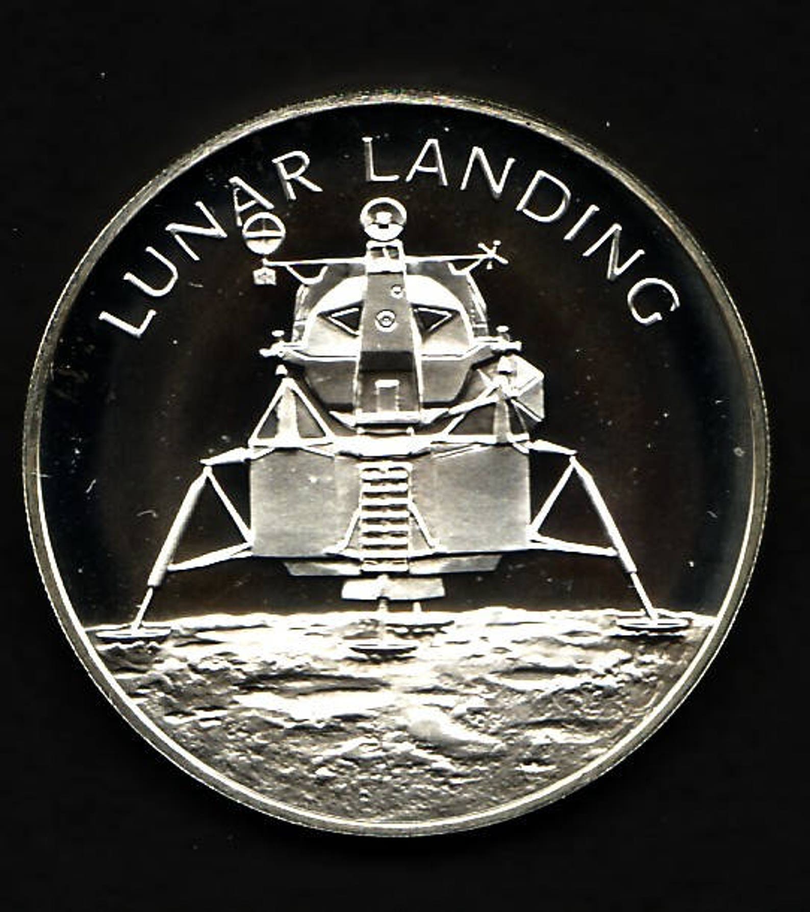 APOLLO 13 Space Flown to Moon Material Large Sterling Silver Coin ...