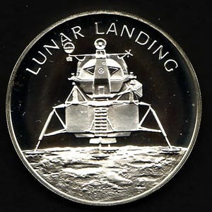 APOLLO 13 Space Flown to Moon Material Large Sterling Silver Coin ...