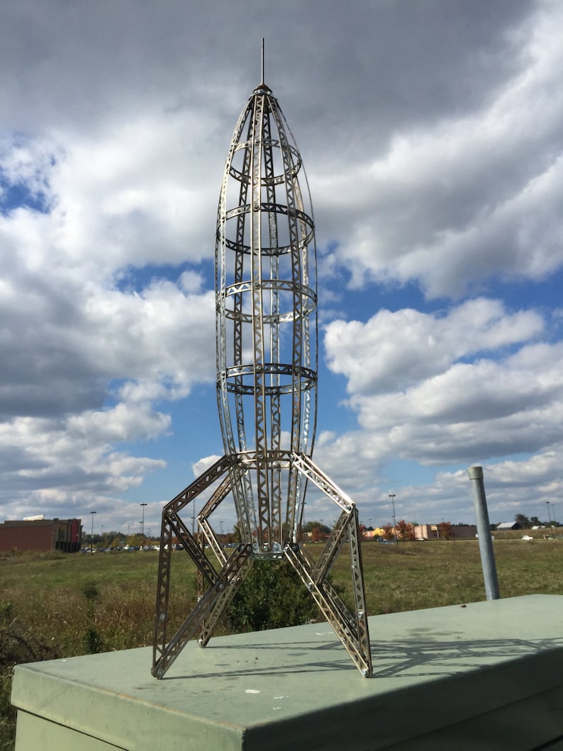 Large Antique Erector Space Rocket Ship Sculpture Model Built - 3 Ft ...