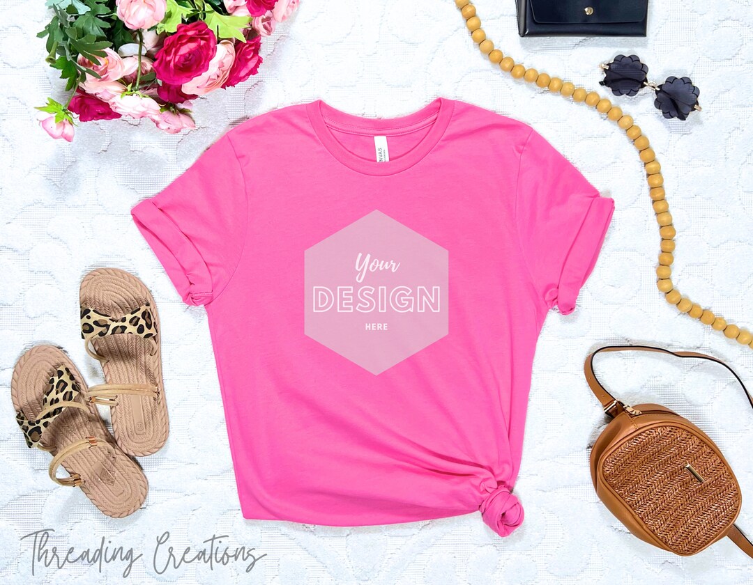 Bella Canvas 3001 Charity Pink T-shirt Mockup (PNG) - Etsy
