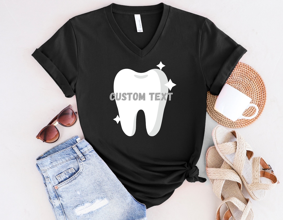 Custom Dental Vneck Shirts, Funny Tooth Tshirt, Personalized Gift for ...