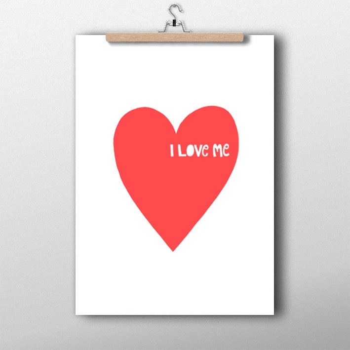 I Love Me, Hand Lettering, Heart Illustration, Love Quote, Self Care ...