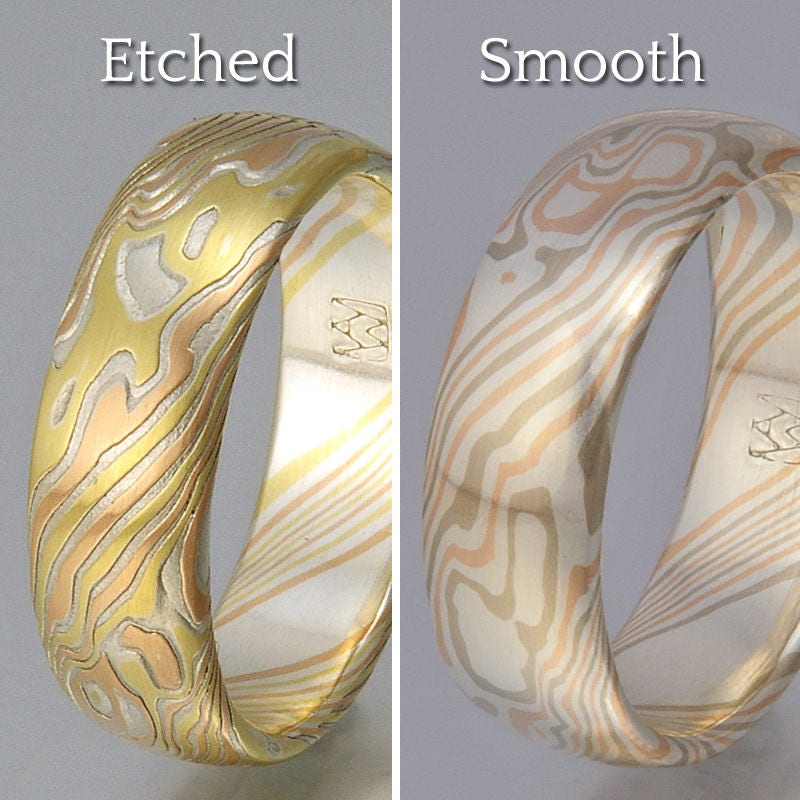 Mokume Gane Star Pattern Ring 14k Palladium White Gold and | Etsy