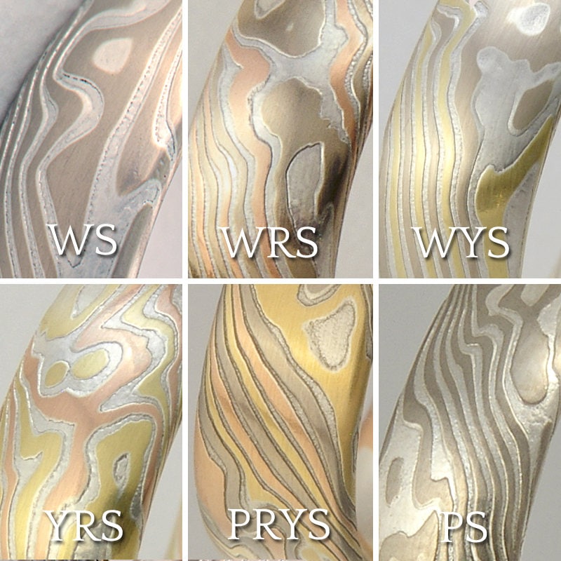 Custom Mokume Gane 18k Yellow Gold, 14k Palladium White Gold and Silver ...
