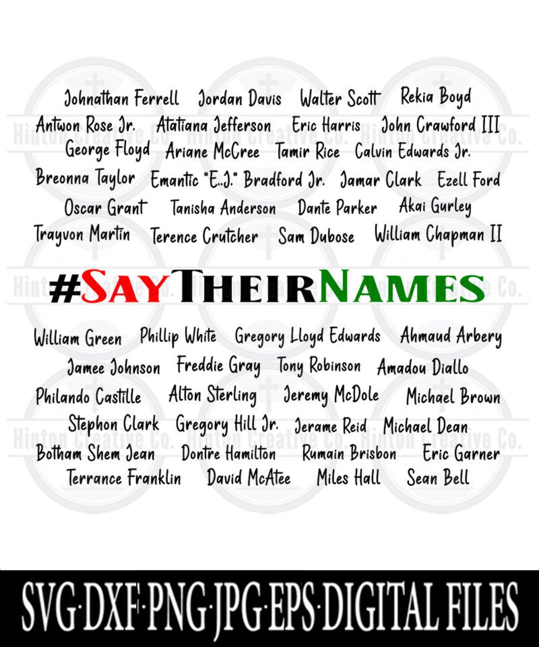 Say Their Names Cut File Print File SVG Circuit Brother Silhouette ...