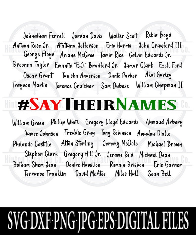 Say Their Names Cut File Print File SVG Circuit Brother Silhouette ...