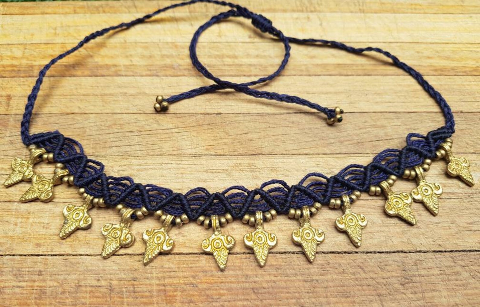 Macrame Choker Necklace Custom Colour Choker Gold or Silver | Etsy