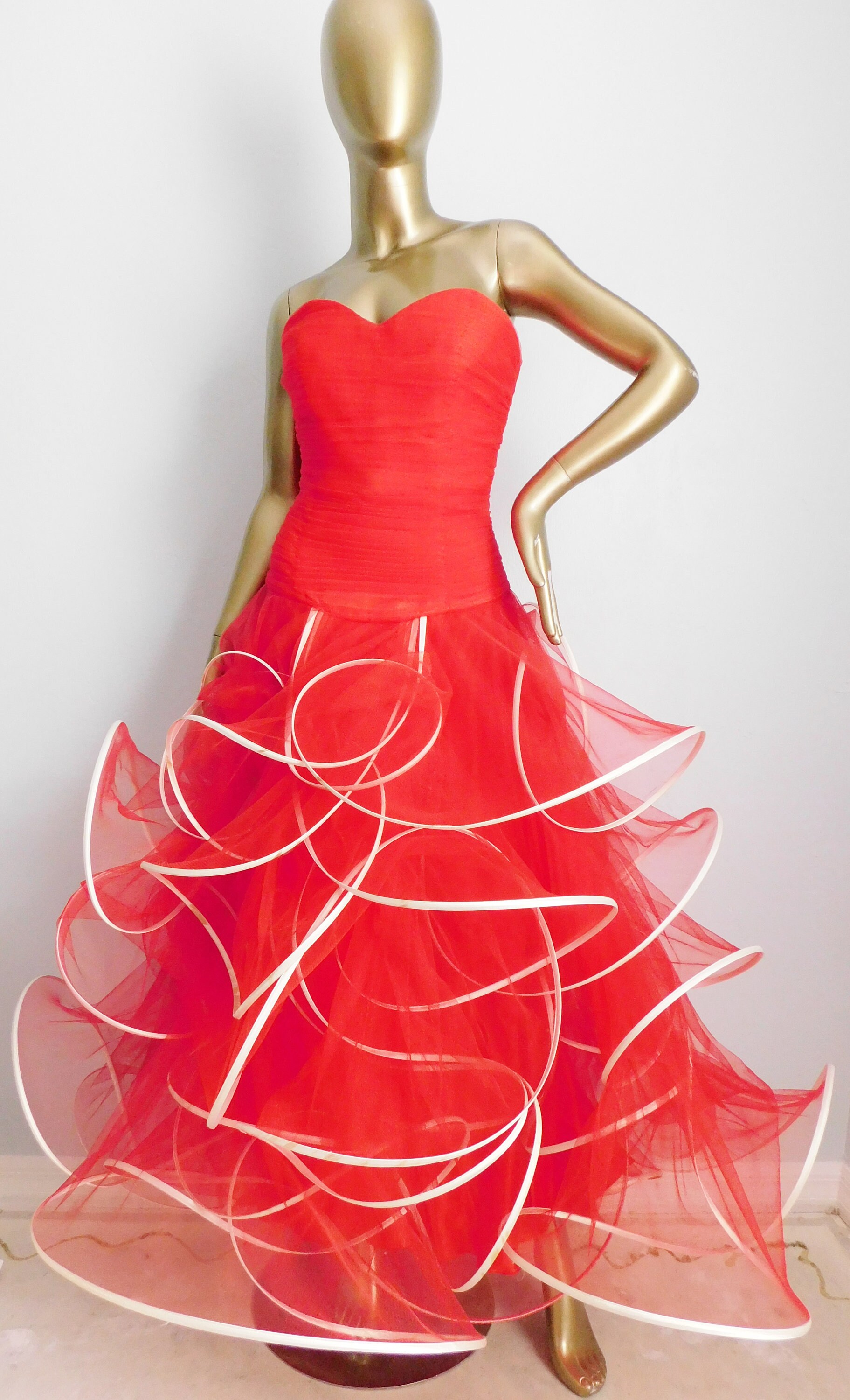 Vintage Red Ball Gown Crazy Wire Skirt Red Tulle Dress Etsy