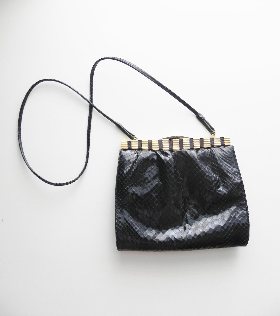 Vintage Black Snakeskin Purse Black Pocketbook Reptile - Etsy