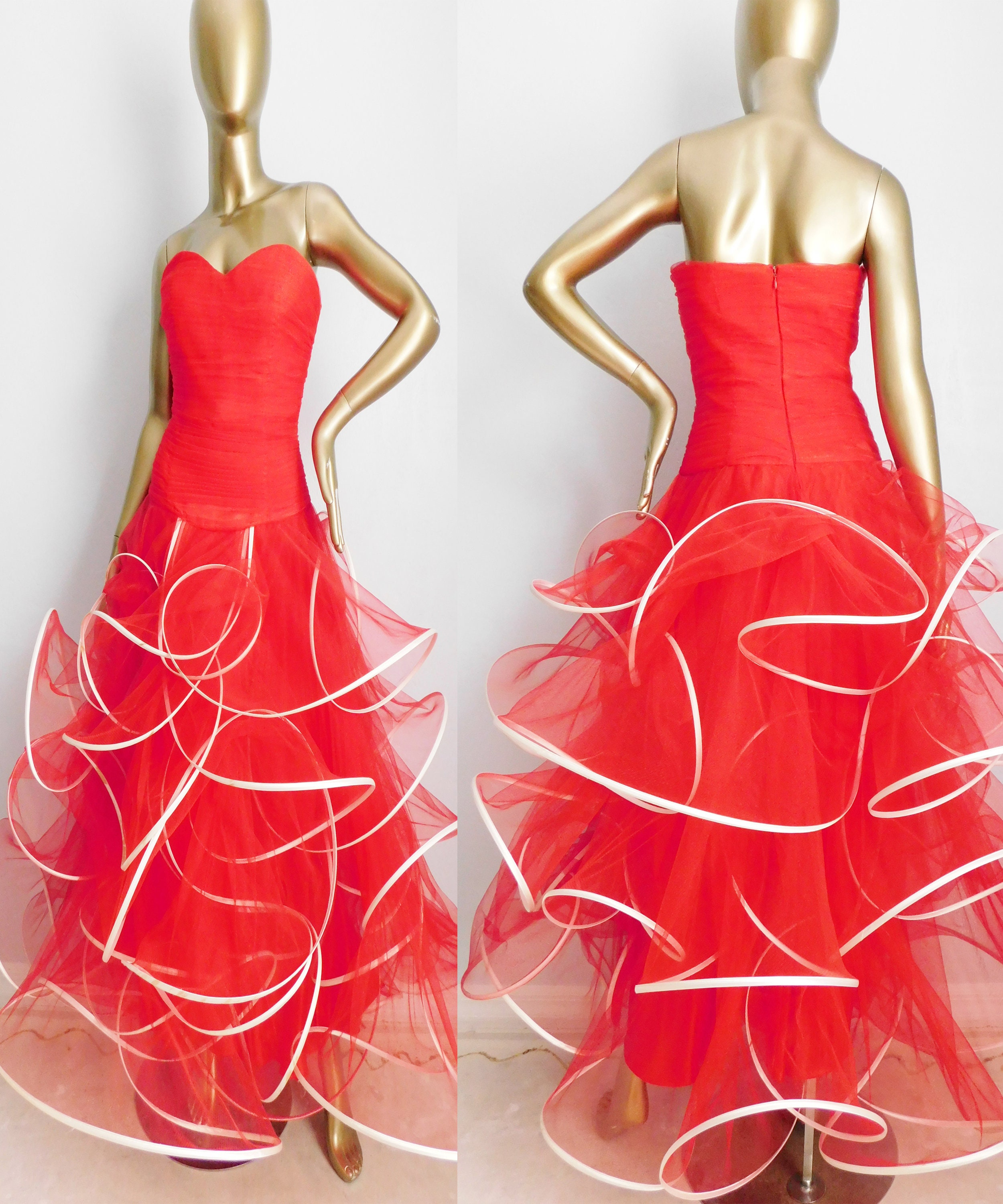 Vintage Red Ball Gown Crazy Wire Skirt Red Tulle Dress - Etsy