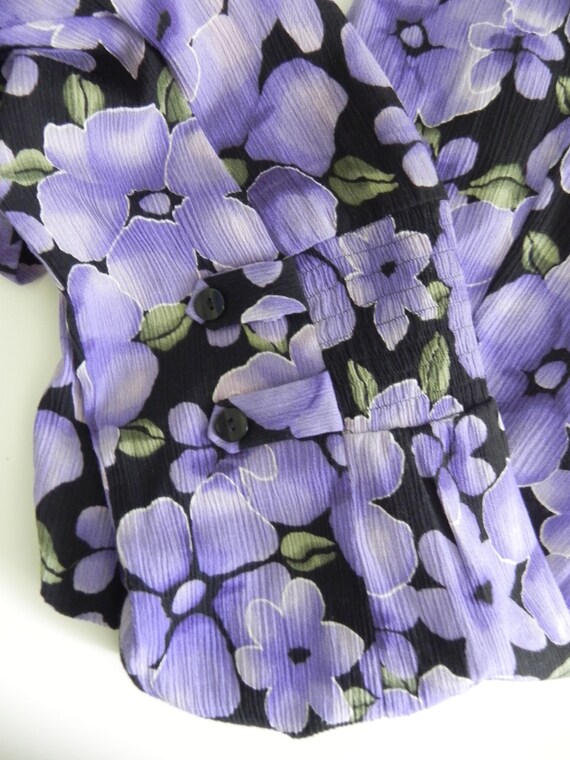 vintage purple floral duster \ fishtail top \ vibrant… - Gem