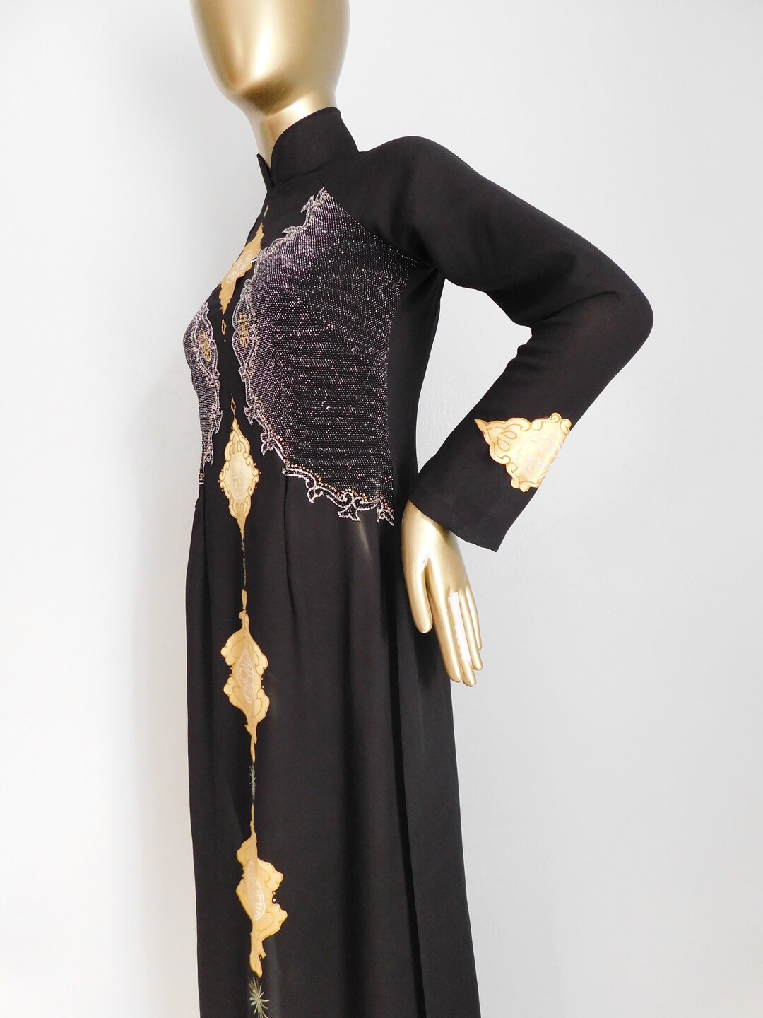 Last Chance Vintage Sheer Black Cheongsam \ Asian Style Tunic ...