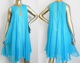 Turquoise Chiffon Dress - Etsy