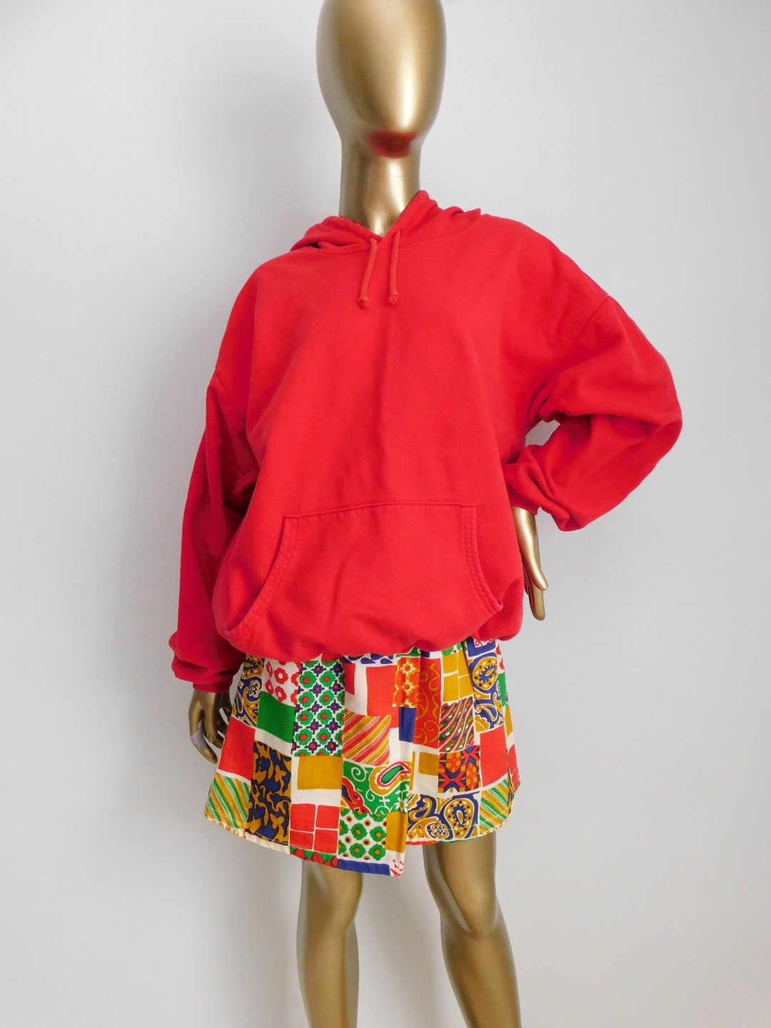 Vintage Big Red Sweatshirt Cozy Hoodie Red Sportswear - Etsy