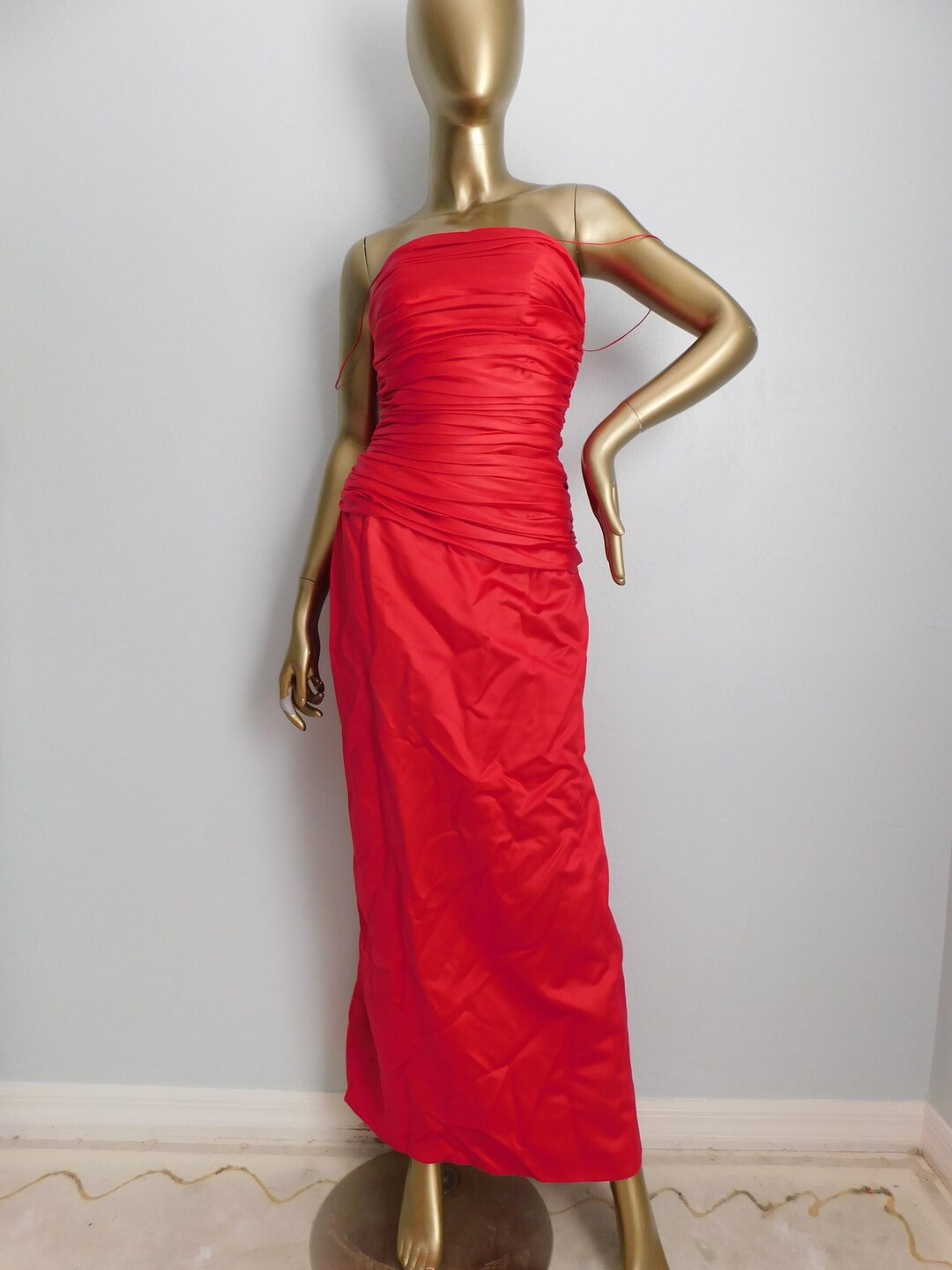 Vintage Red Ball Gown \ Prom Dress \ Saks Fifth Avenue Fancy Red Satin ...