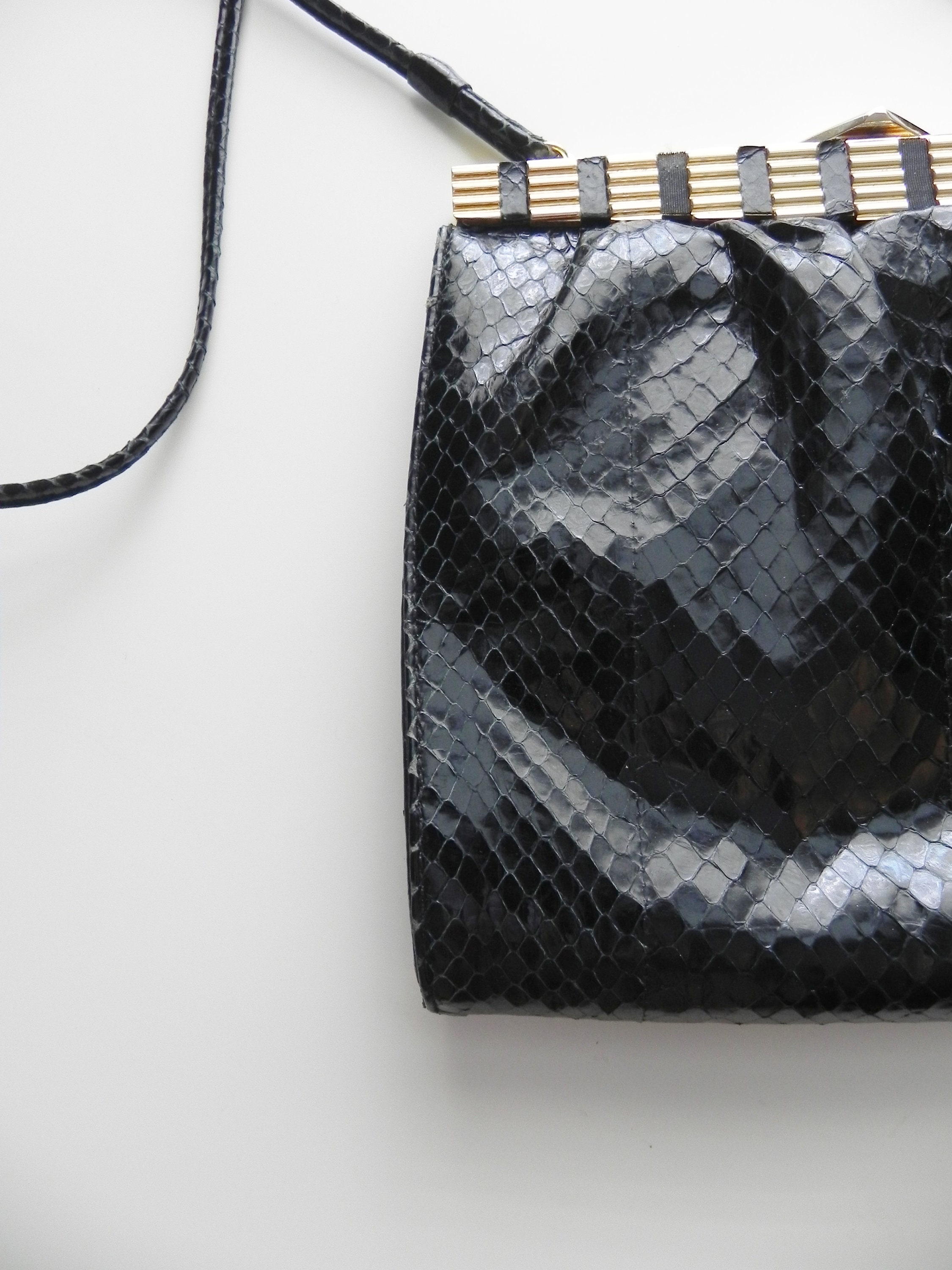 Vintage Black Snakeskin Purse Black Pocketbook Reptile - Etsy
