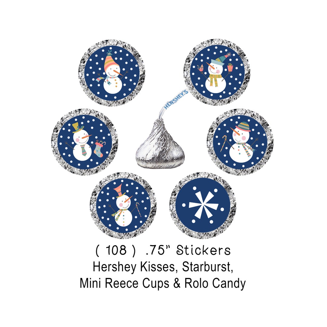 Snowmen Winter Snow Stickers: Hershey Kiss Party Favors, (108 Stickers ...