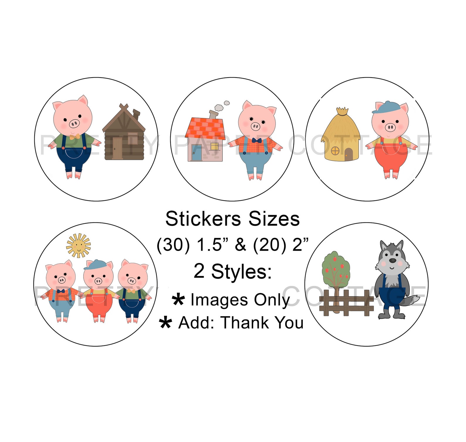 Three Little Pigs Stickers Story Book Theme Birthday Party - Etsy