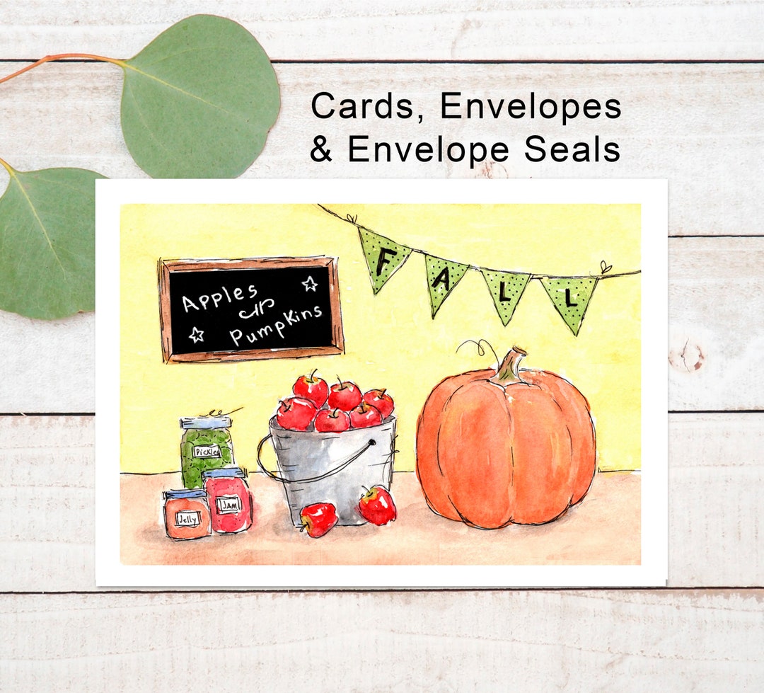 Fall Theme Cards, Autumn, Note Cards, Print From My Original Watercolor ...