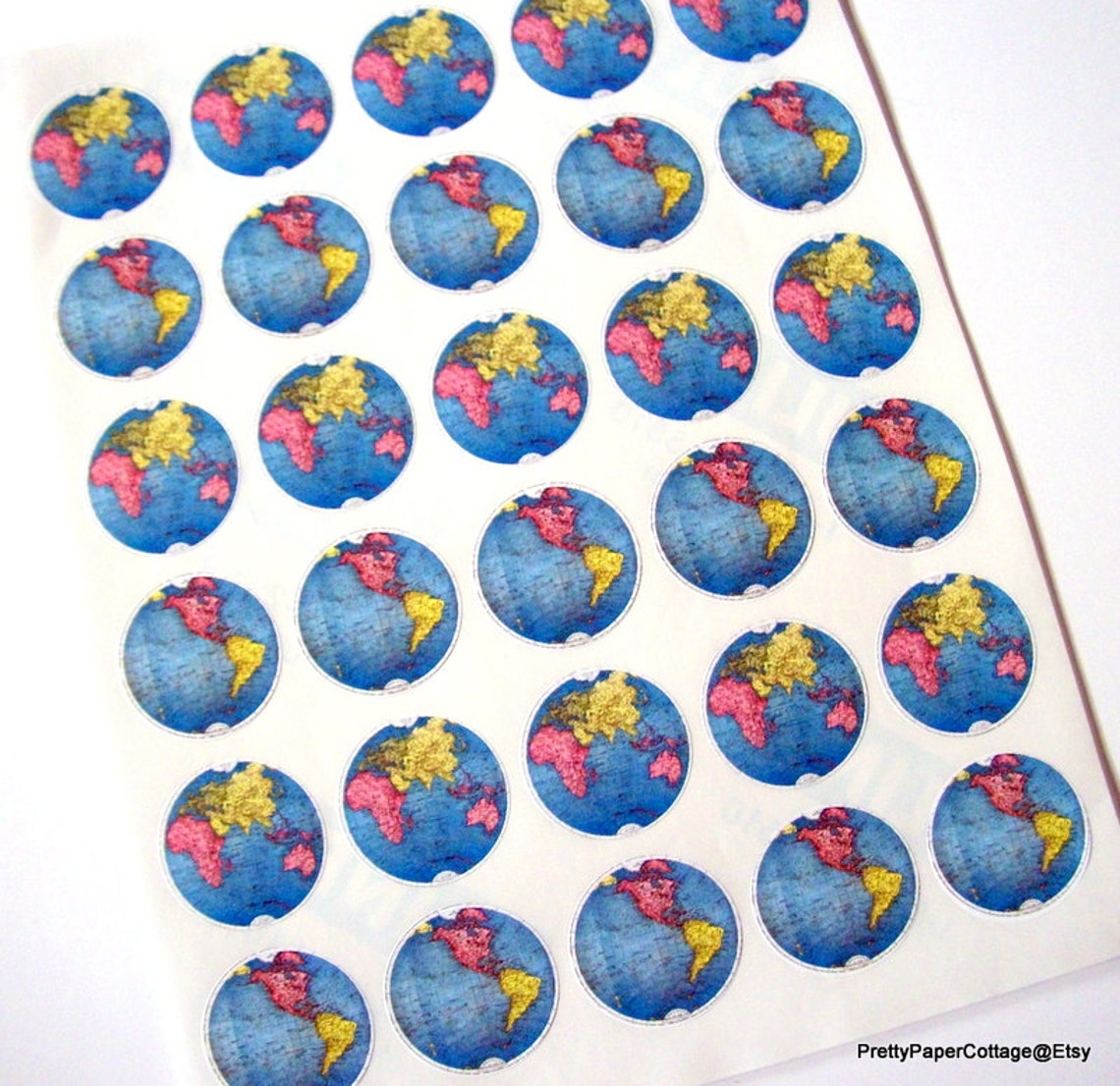 World Map Globe Stickers: Travel Theme Party Favors, 1.5 Inch (30 Count ...