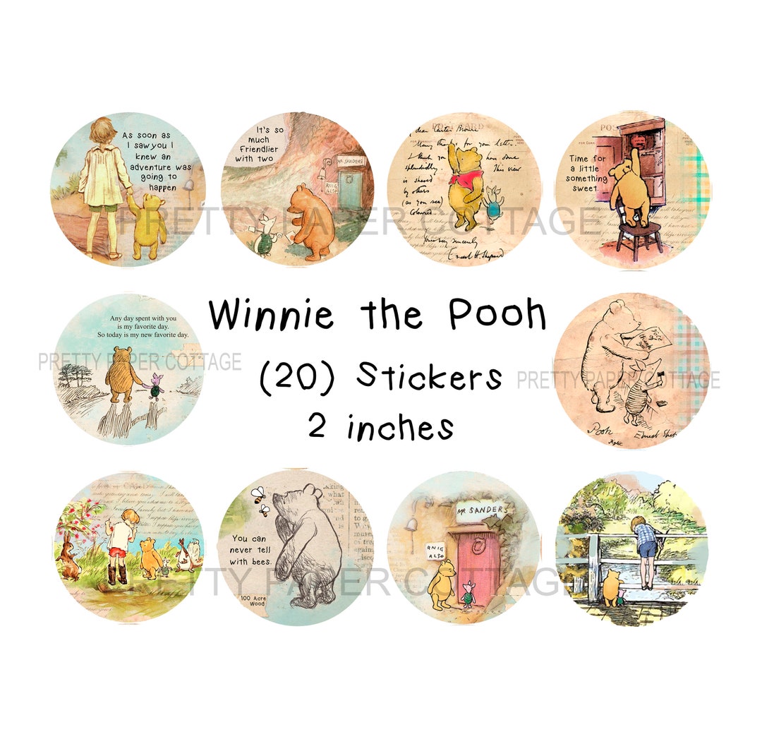 Classic Winnie the Pooh, Vintage Style Stickers, Winnie and Friends ...