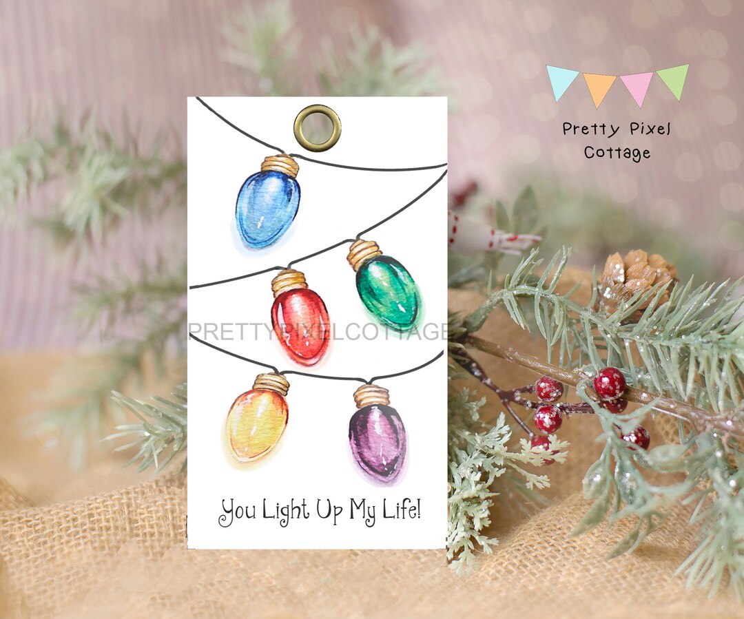 You Light up My Life, Christmas Lights, Gift Tags, Red & White Striped ...