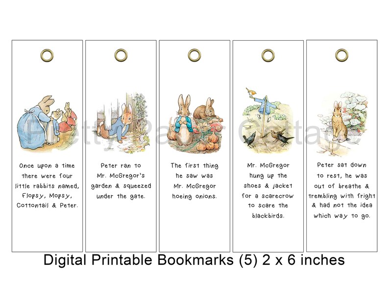 PRINTABLE Peter Rabbit Storybook Bookmarks Baby Shower - Etsy