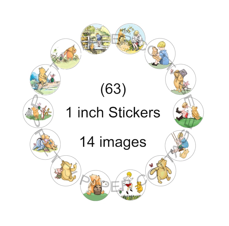 Winnie the Pooh 1 Inch Stickers Baby Shower Birthday - Etsy