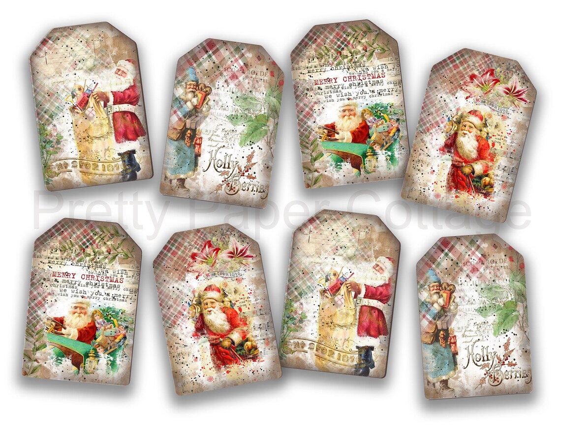 PRINTABLE Vintage Santa Claus Christmas Gift Tags - Etsy