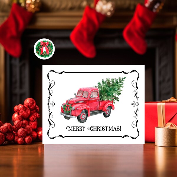 Christmas Cards Old Truck - Etsy