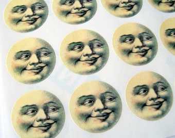 Man in the Moon Faces Stickers Sheet - Etsy