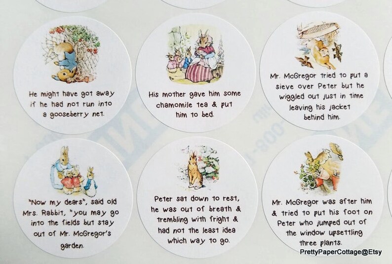 Peter Rabbit Storybook Stickers Baby Shower Birthday Party - Etsy