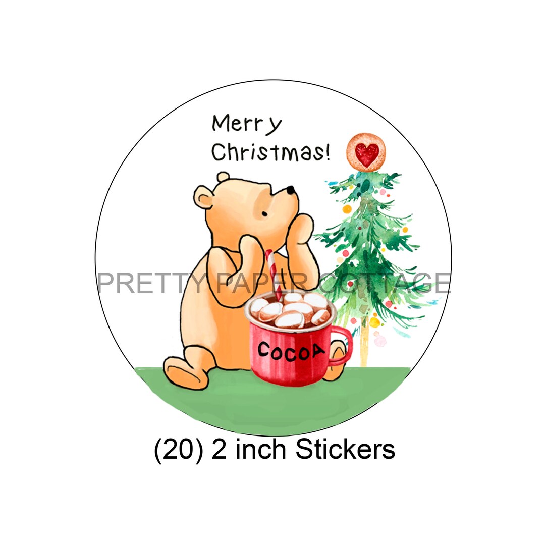 Winnie the Pooh Christmas Stickers: Merry Christmas (2 Sizes) - Etsy