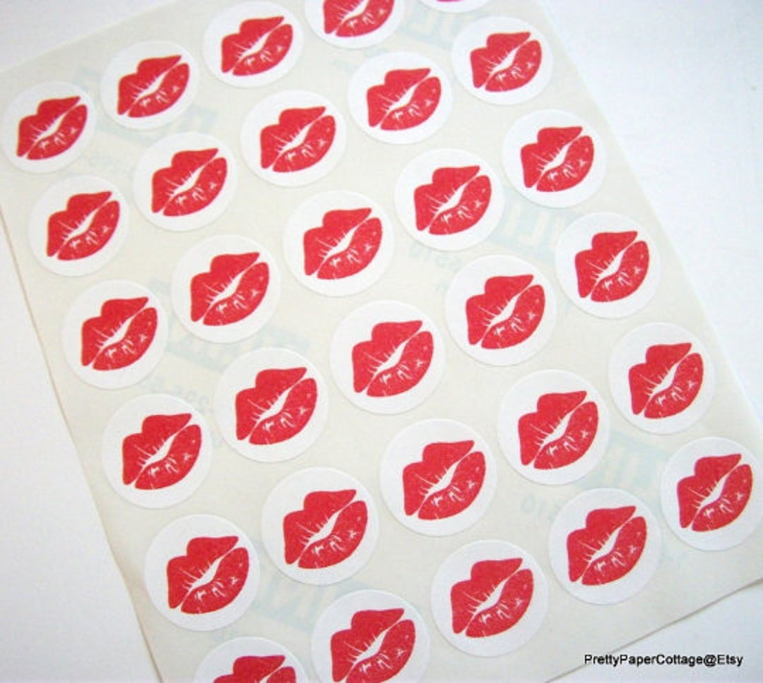 Red Lips, Kiss Stickers, Valentine, Tea Party, Bridal Shower, Baby ...