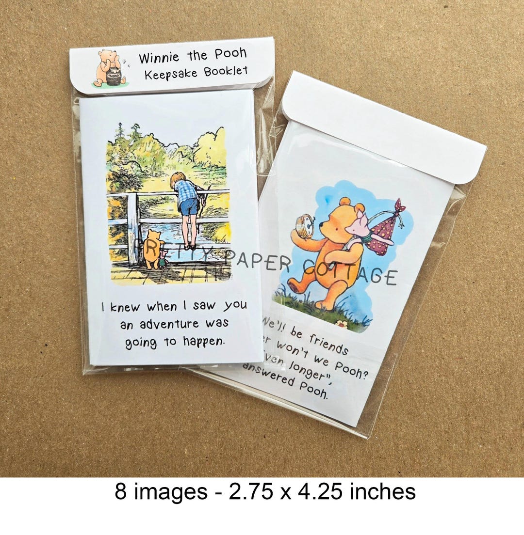 Winnie the Pooh Keepsake Booklet, Baby Shower, Baby Gift, 8 Images and ...