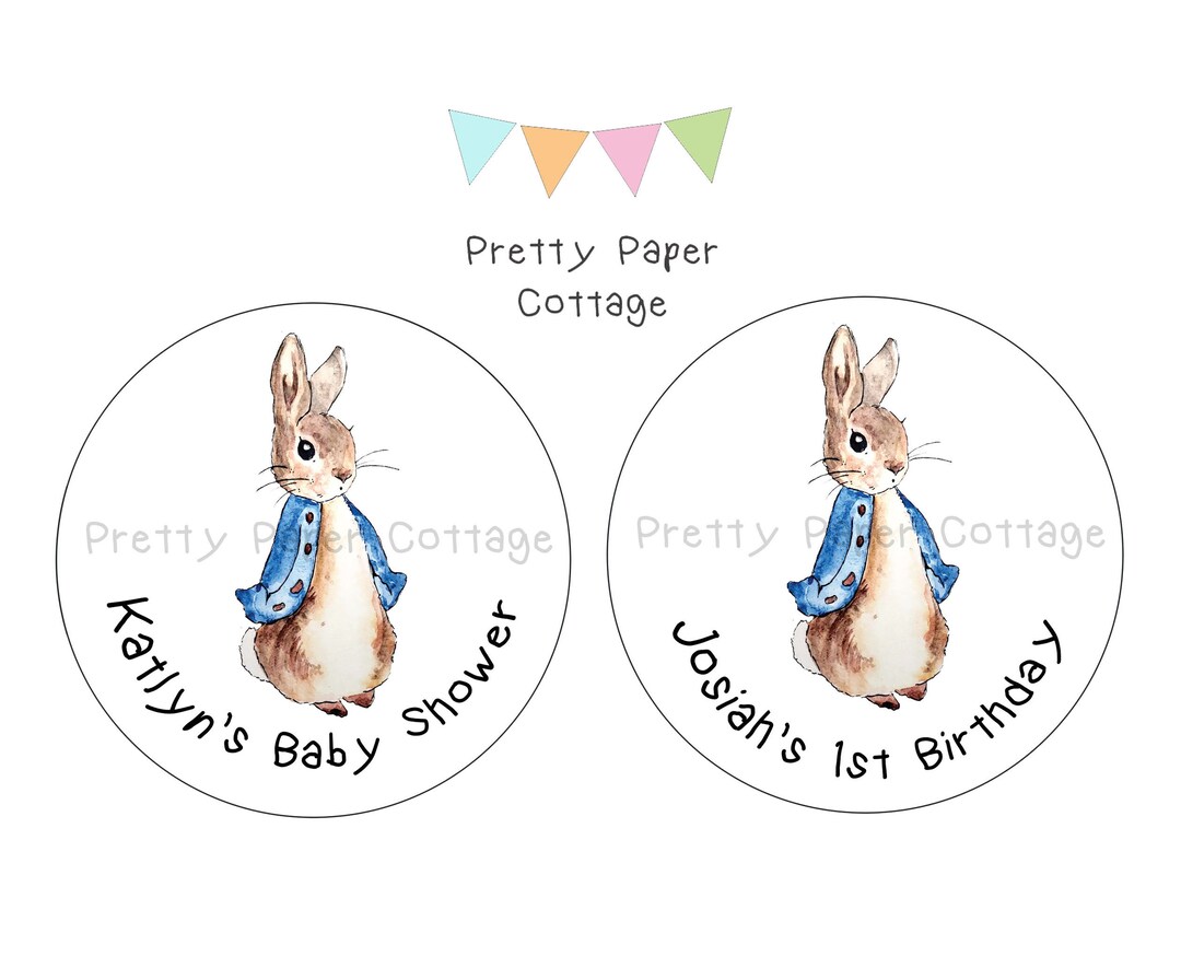Peter Rabbit Blue Coat Stickers, PERSONALIZED, Boy, Baby Shower ...