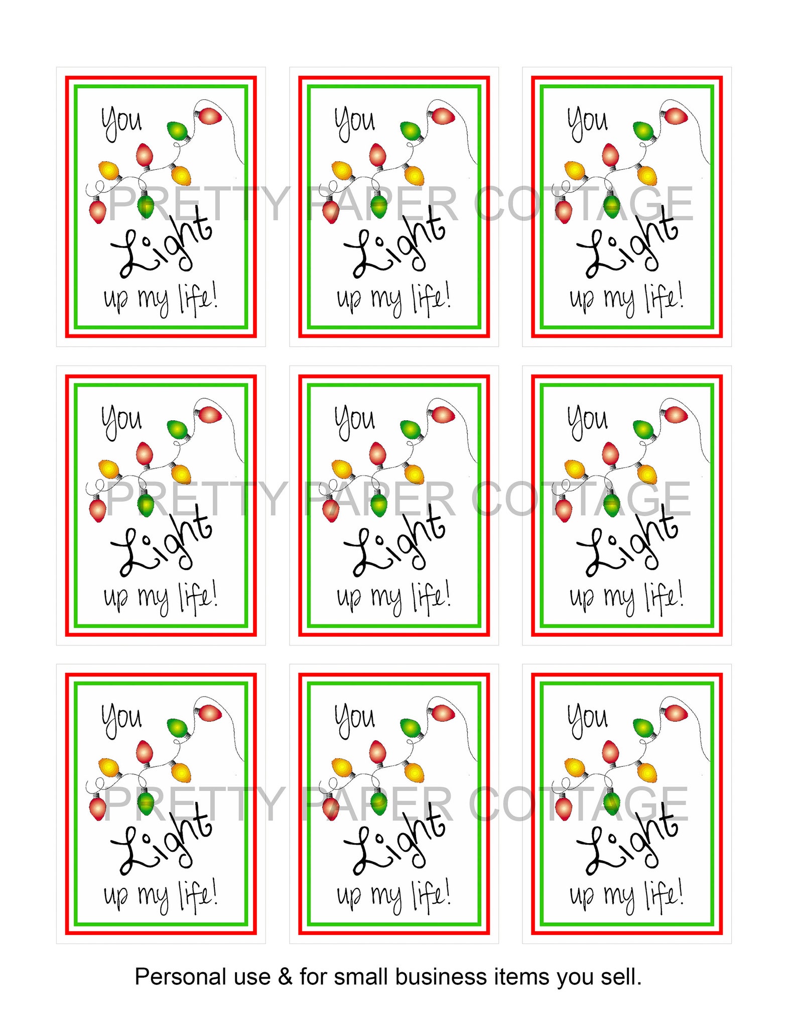 PRINTABLE You Light up My Life Christmas Lights Christmas - Etsy