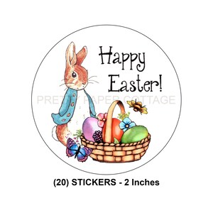 Peter Rabbit Stickers, Happy Easter, Easter Favor Stickers, Easter ...