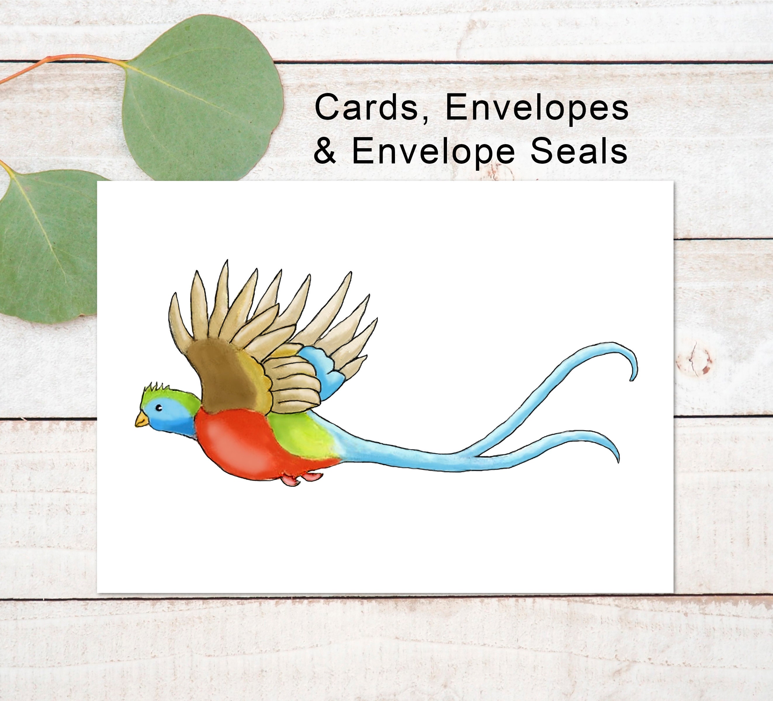 Quetzal Bird Cards, Envelopes & Seals: Original Watercolor Illustration ...