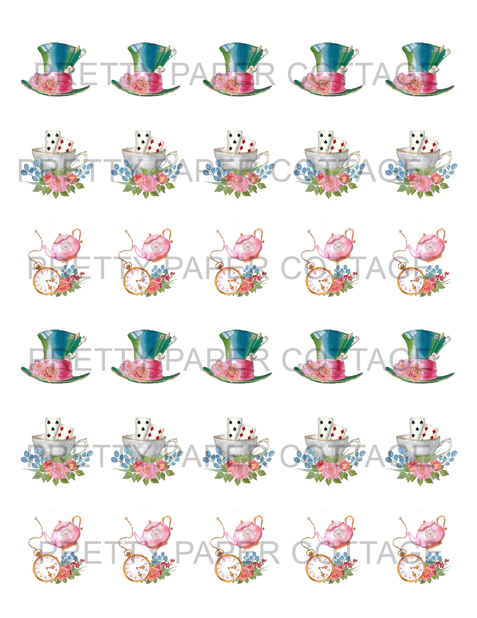 Alice in Wonderland Stickers Mad Hatter Hat Tea Party | Etsy