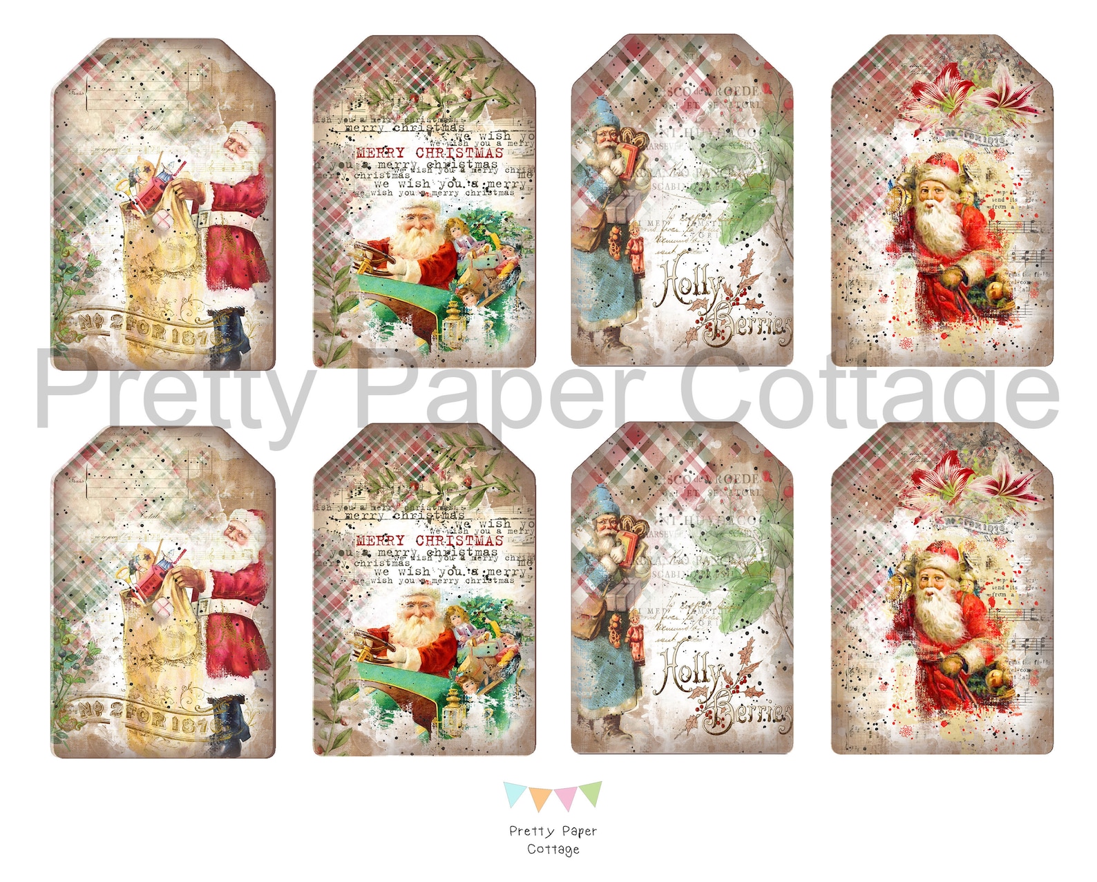 PRINTABLE Vintage Santa Claus Christmas Gift Tags - Etsy